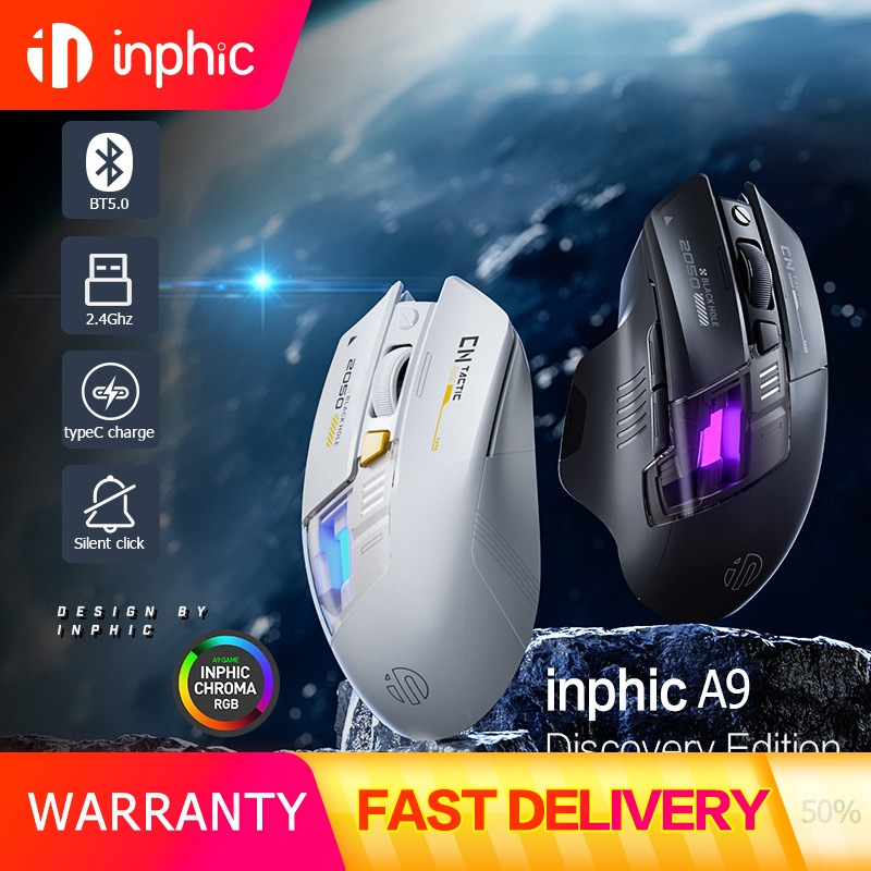 INPHIC A9 RGB Wireless Mouse Rechargeable 2.4GHz / Bluetooth5.0 ...