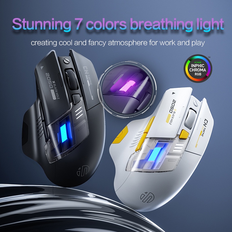 INPHIC A9 RGB Wireless Mouse Rechargeable 2.4GHz / Bluetooth5.0 ...