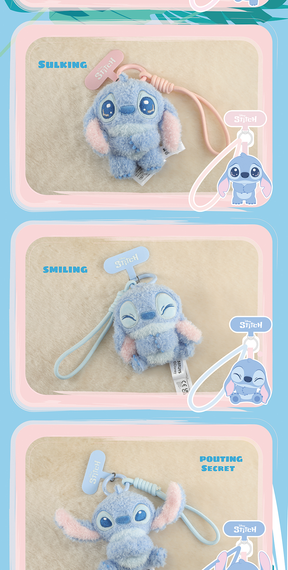 52TOYS Disney Stitch Mood Series Plush Phone Charm Blind Box Merch ...