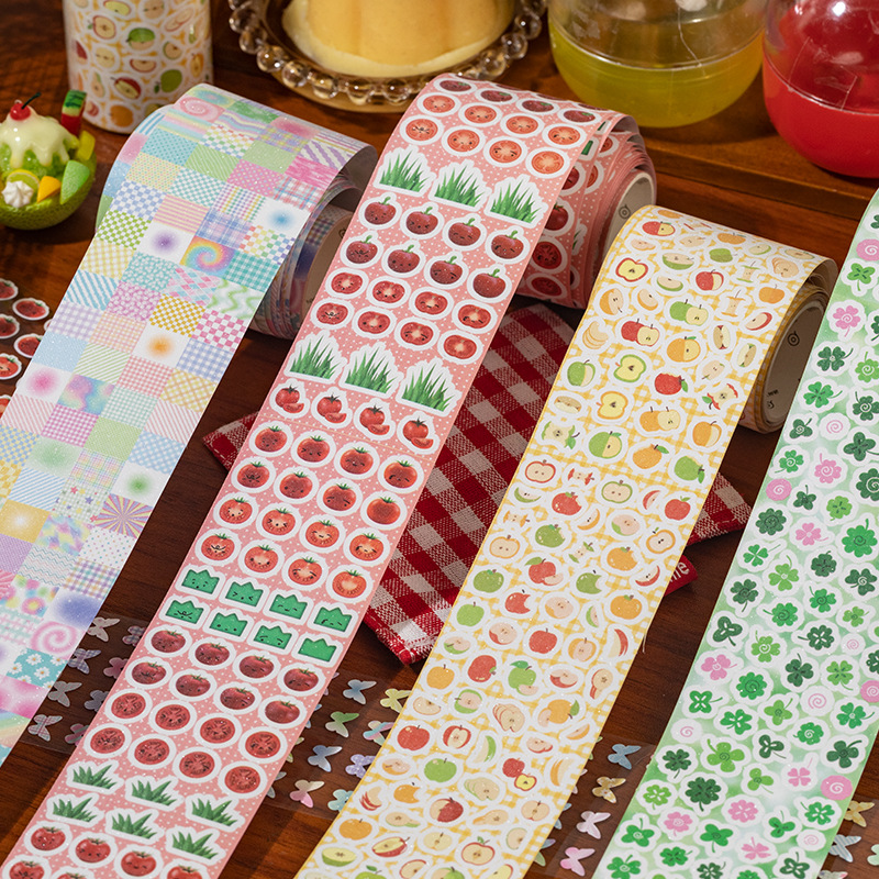 OHAYA | Mini Flashing Sand Sticker Tape Four-leaf Clover Apple Butterfly Cut Film Tape Sticker ...