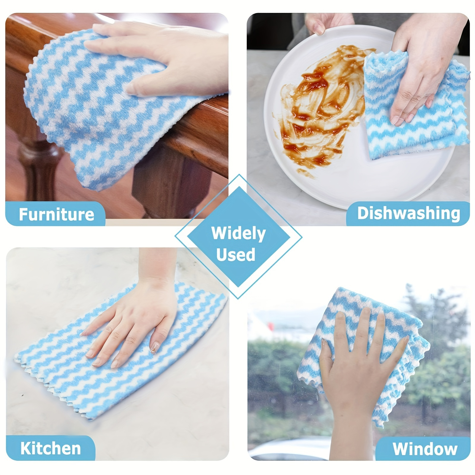 Five-pcs Water Ripple Cloth, Dishwashing Towel, Kitchen Fiber, Non ...