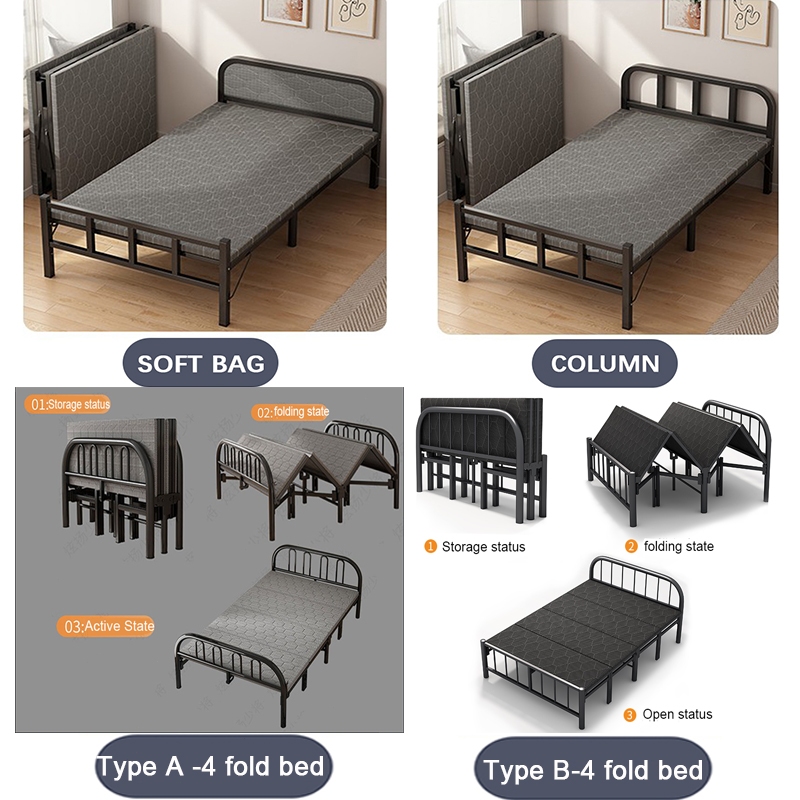 【Thickened Steel Pipe!】⚡Portable Folding Bed Double Deck Bed Person ...