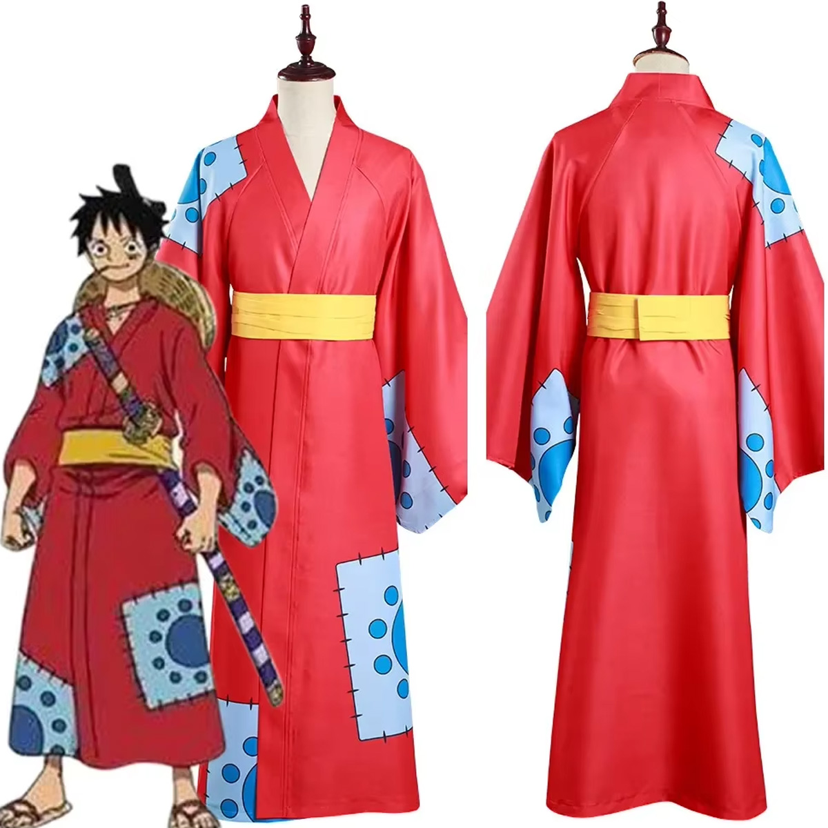 Anime Costume Wano Country Monkey D. Luffy Cosplay Kimono For Man ...