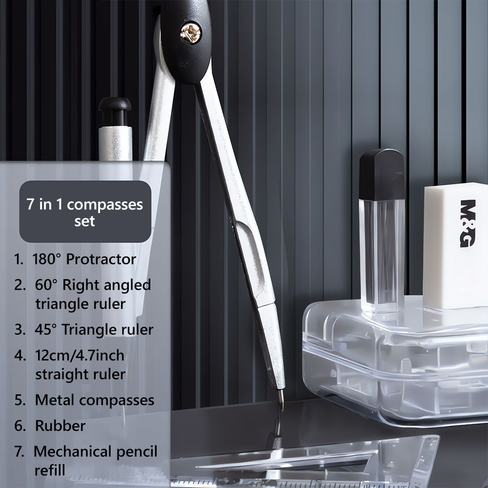 M&G Compass And Ruler Set For Students To Study, Work And Take Exams ...