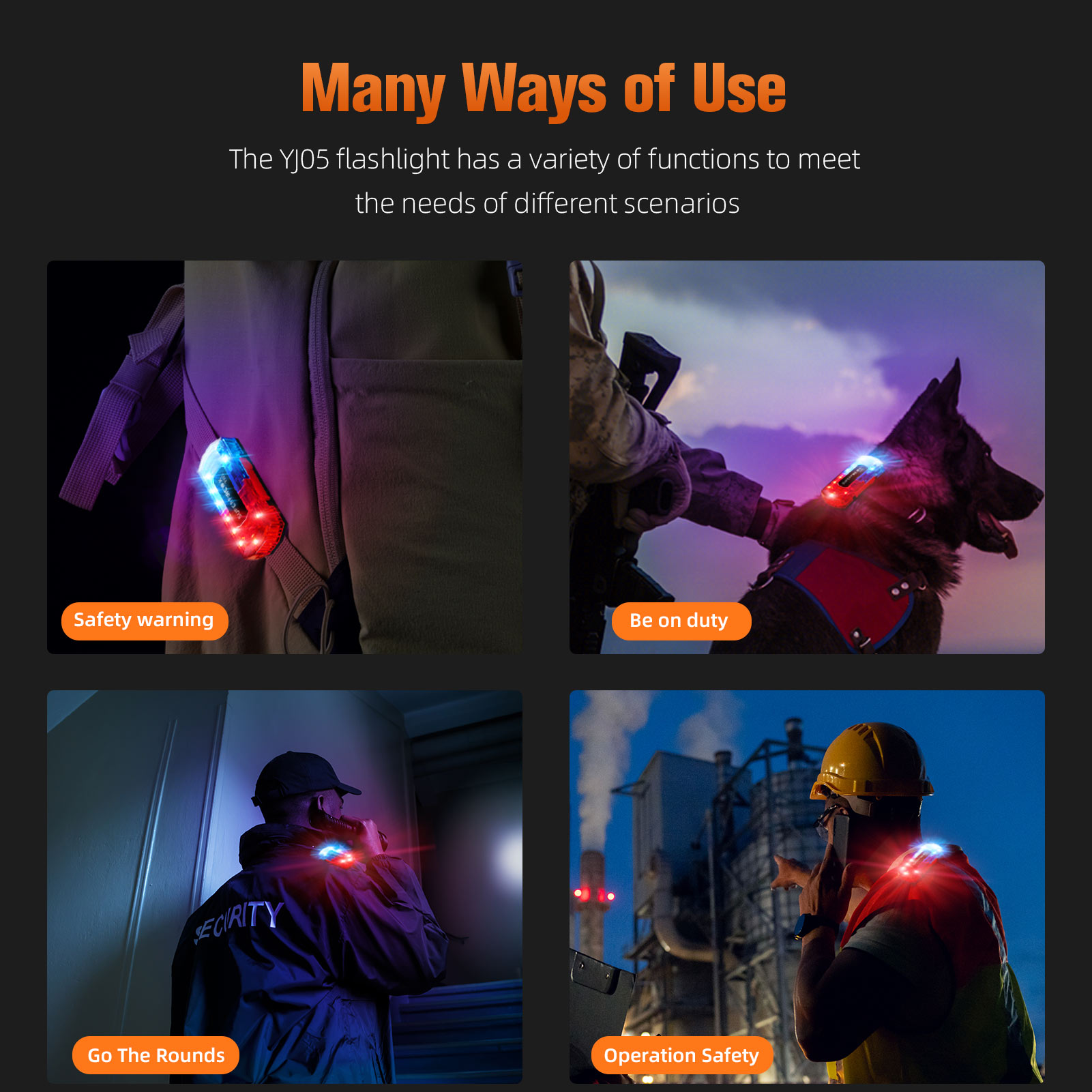 SUPERFIRE YJ05 1W Red Blue Strobe LED Shoulder Clip Light Warning ...