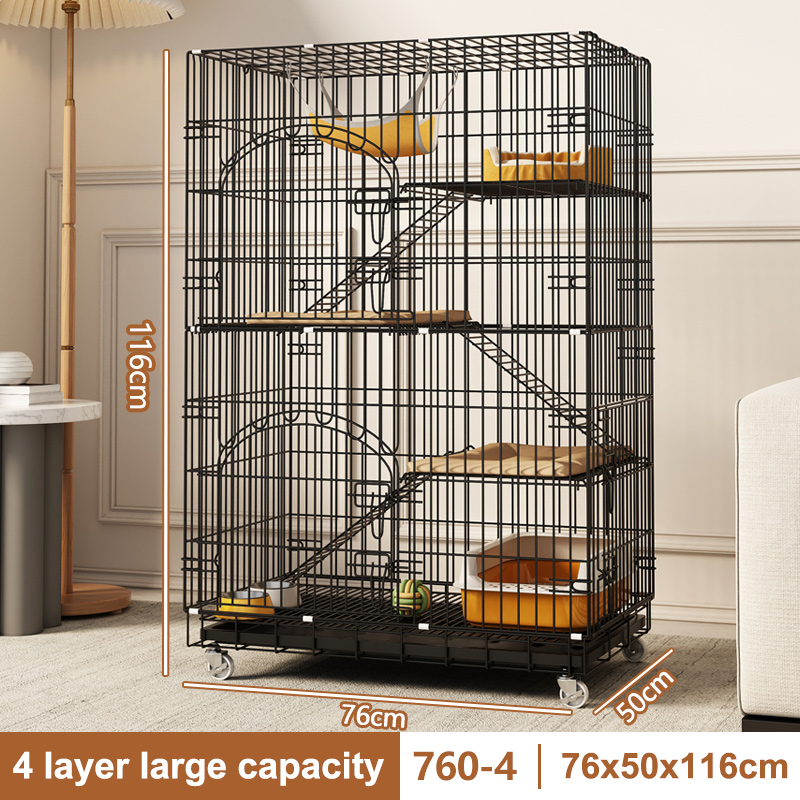 Cat Cage 4 Layer Large Space Pet Cage Foldable Sturdy Pet Furniture Cat ...