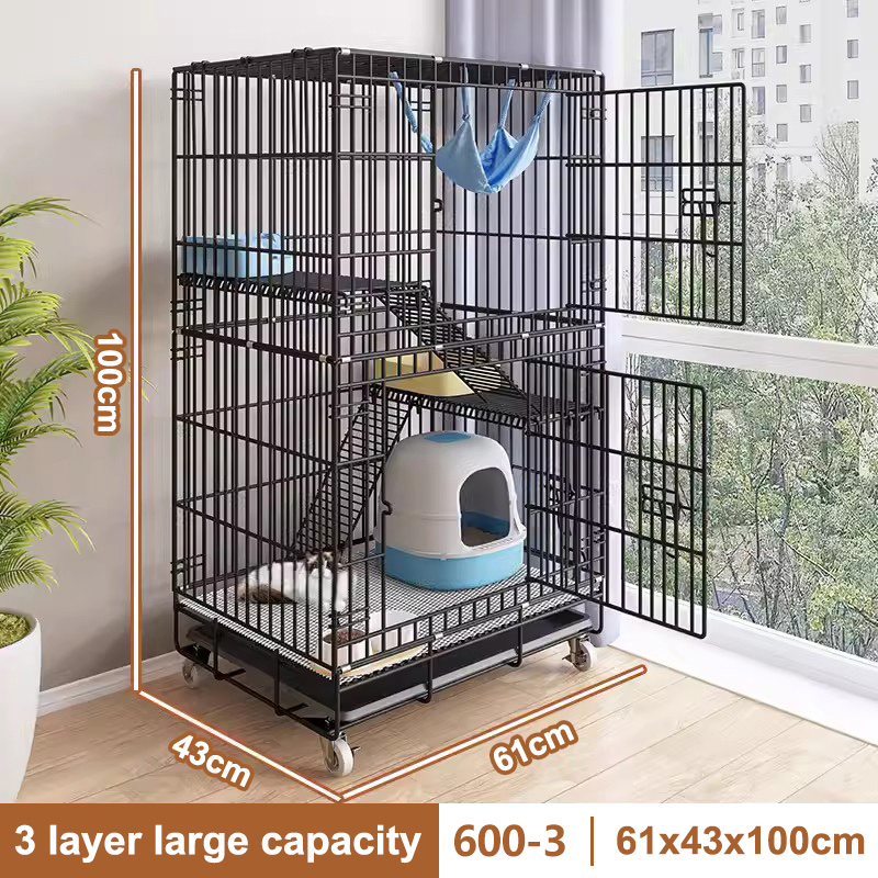 Cat Cage 4 Layer Large Space Pet Cage Foldable Sturdy Pet Furniture Cat ...