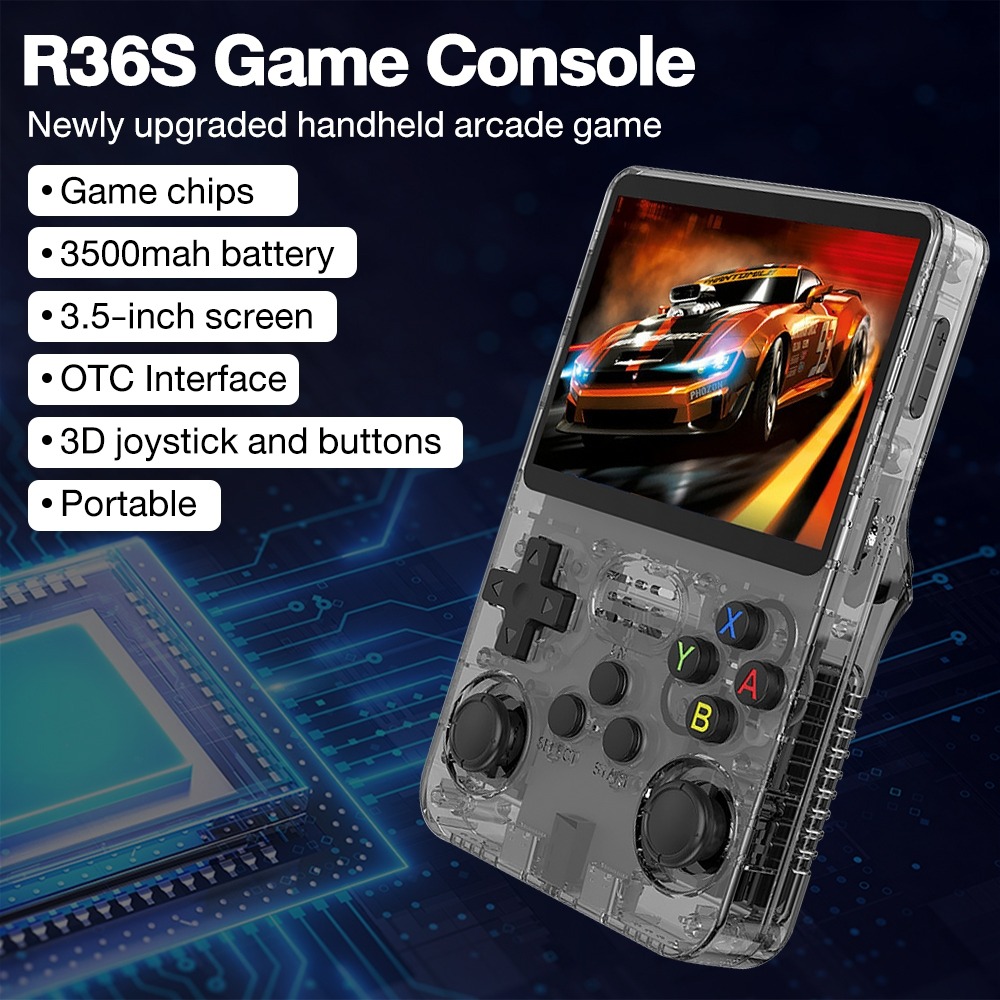 R36S Retro Handheld Game Console Preloaded with 15000+ Games 3.5-inch IPS Screen Portable Retro ...