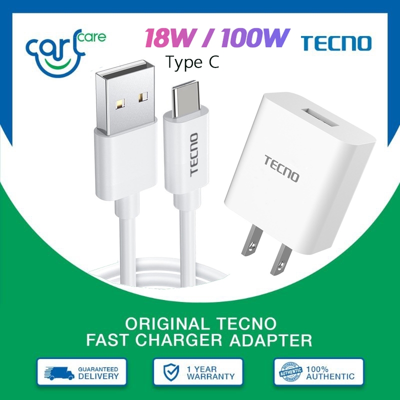 1set TECNO Adapter + Cable Tecno 18W 100W Fast Charging Travel Charger ...
