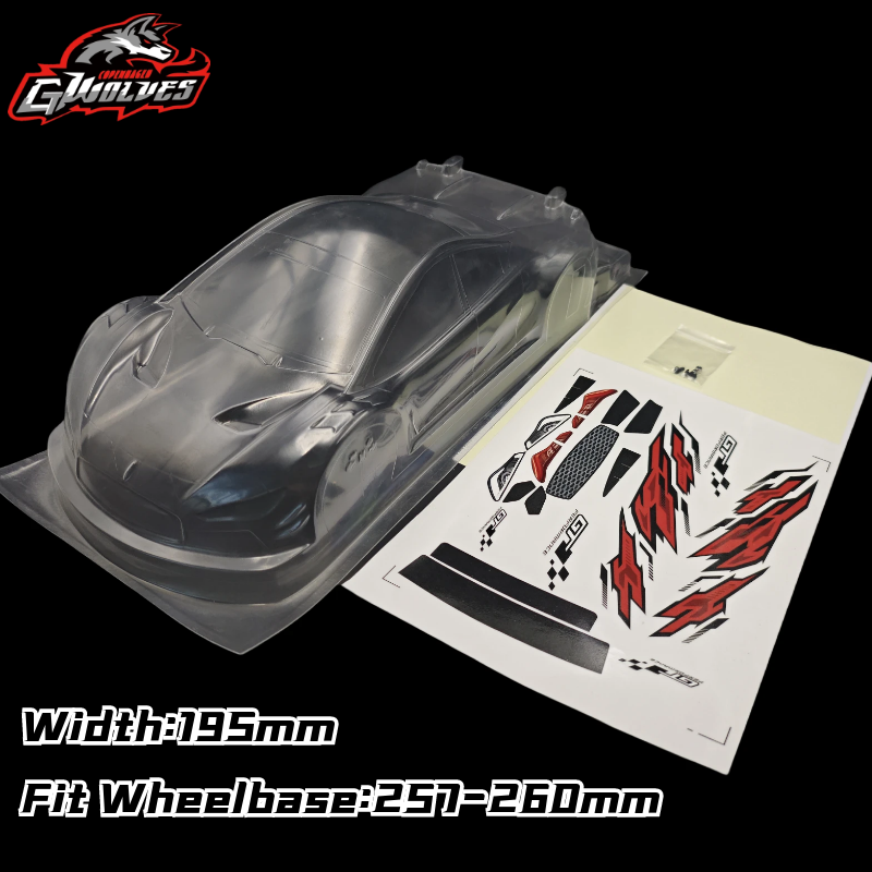 1/10 RC HYPER GT Touring Car PC Body Shell High downforce 190mm Width ...