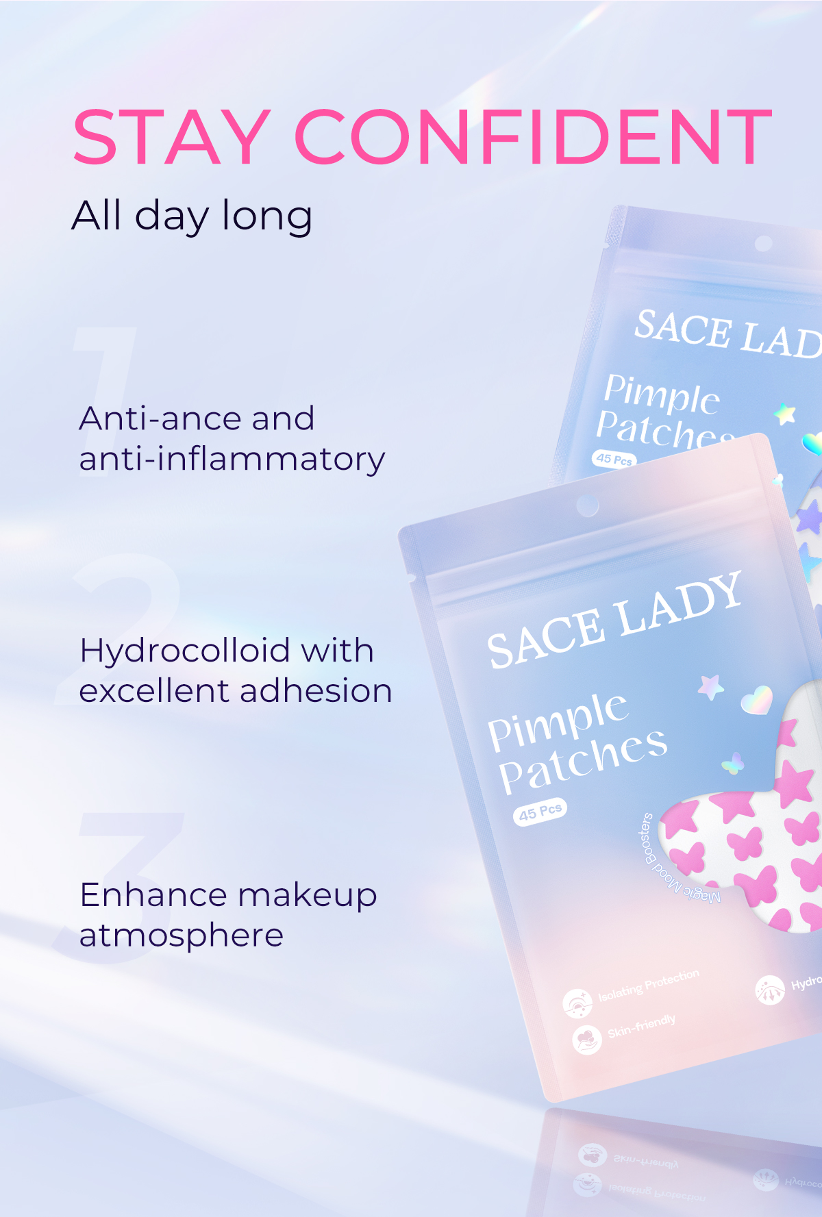 SACE LADY Salicylic Acid Pimple Patches Colorful Isolating Protection ...
