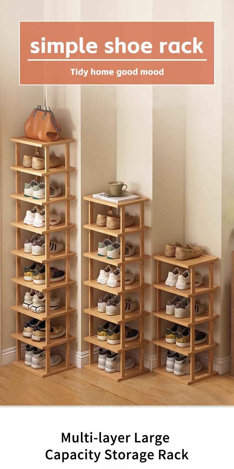 2-9 Layers Shoe Rack Organizer Bamboo Stackable DIY Bamboo Shoe Rack ...