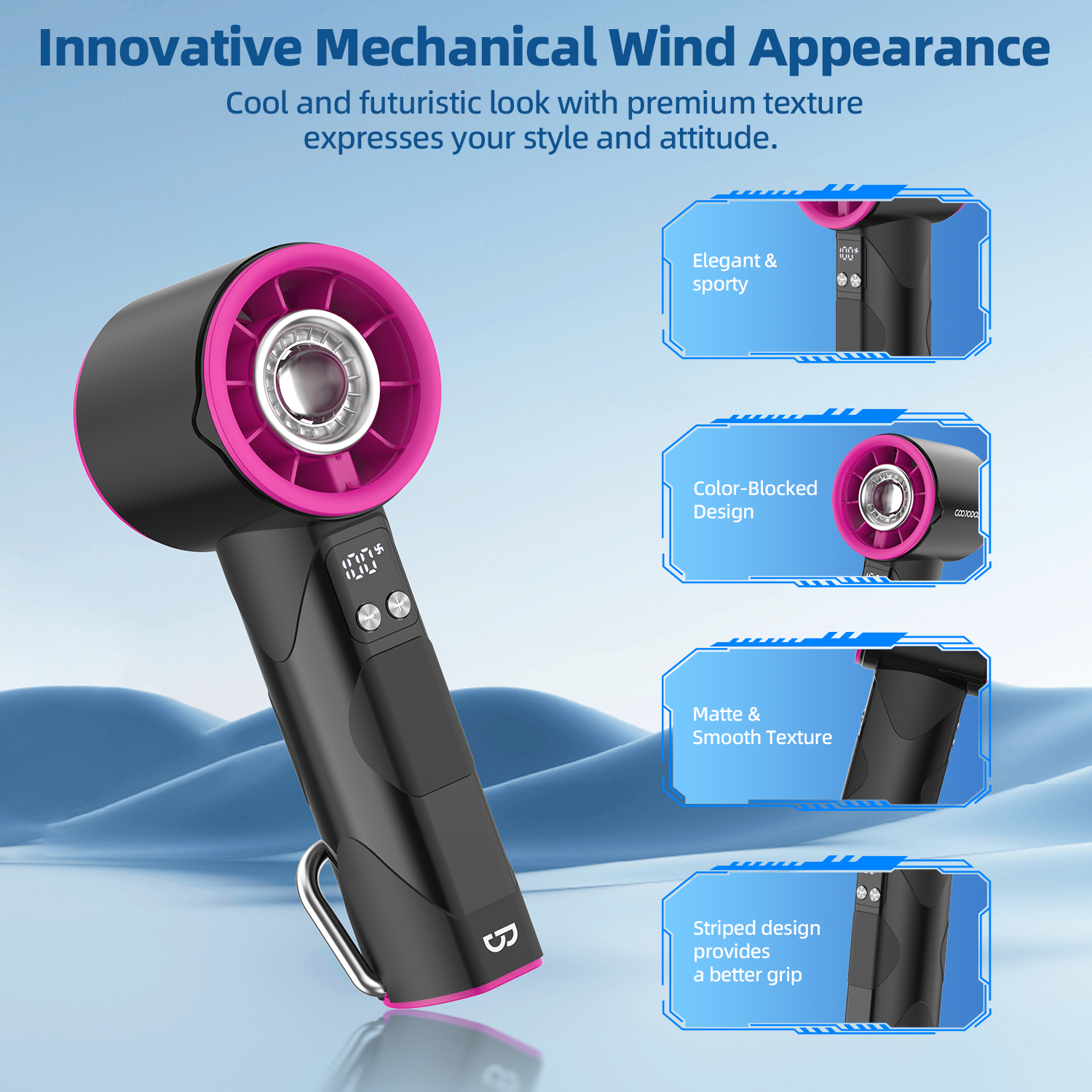 GOOJODOQ Mini Fan 4000 mAh Rechargeable with Flashlight Turbo Jet ...