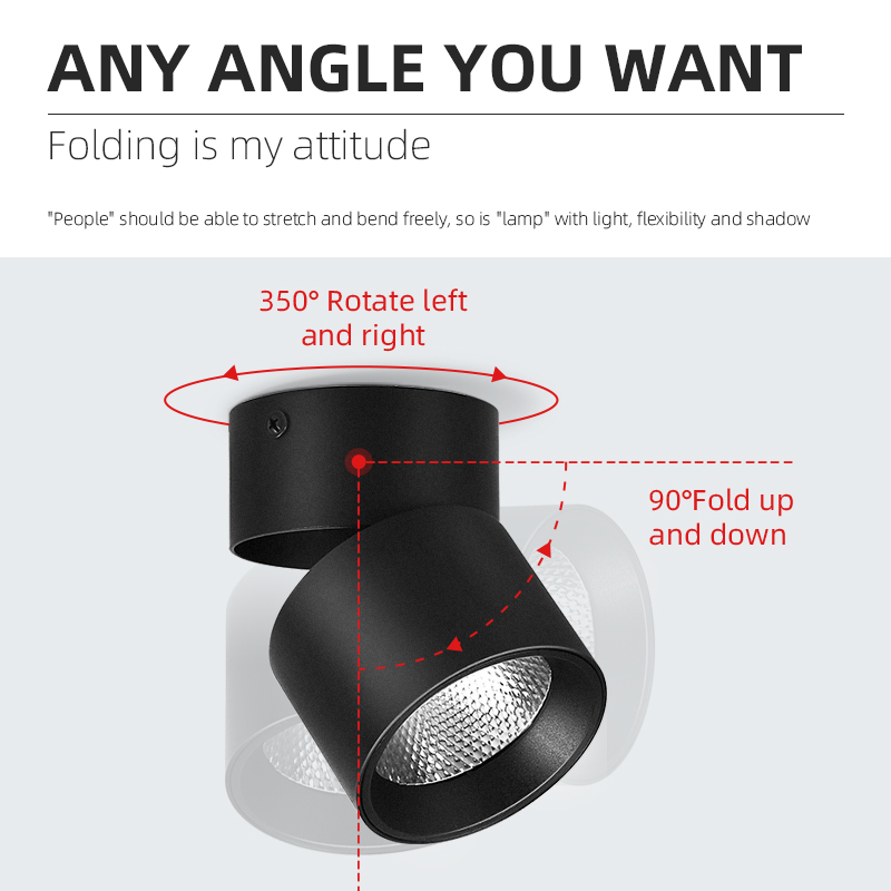 3 colors Foldable Spotlight LED Downlight Surface Mounted Spot Light ...