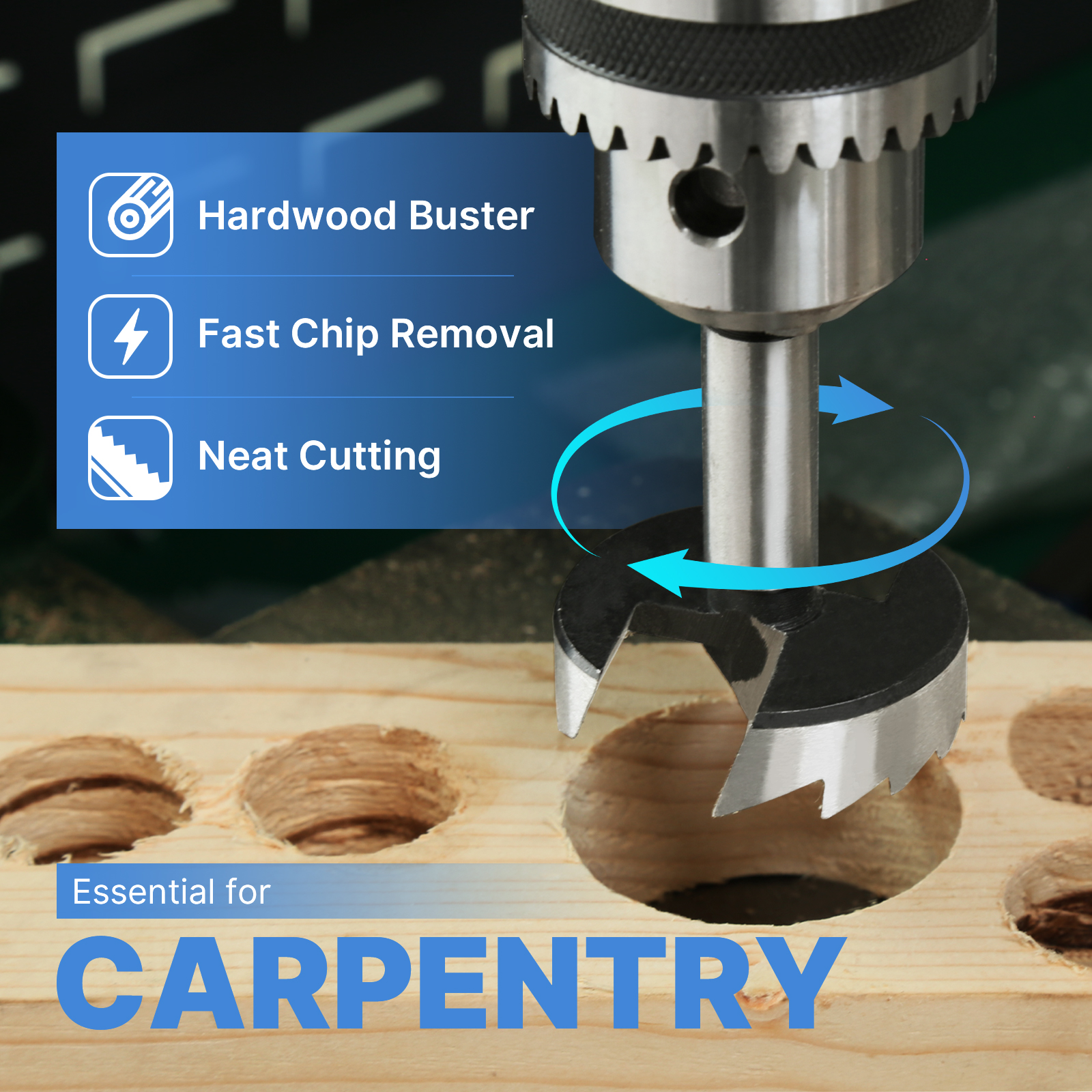 8Pcs/Set 6-35mm HCS Forstner Wood Drill Bit Round Shank Wood Hole ...