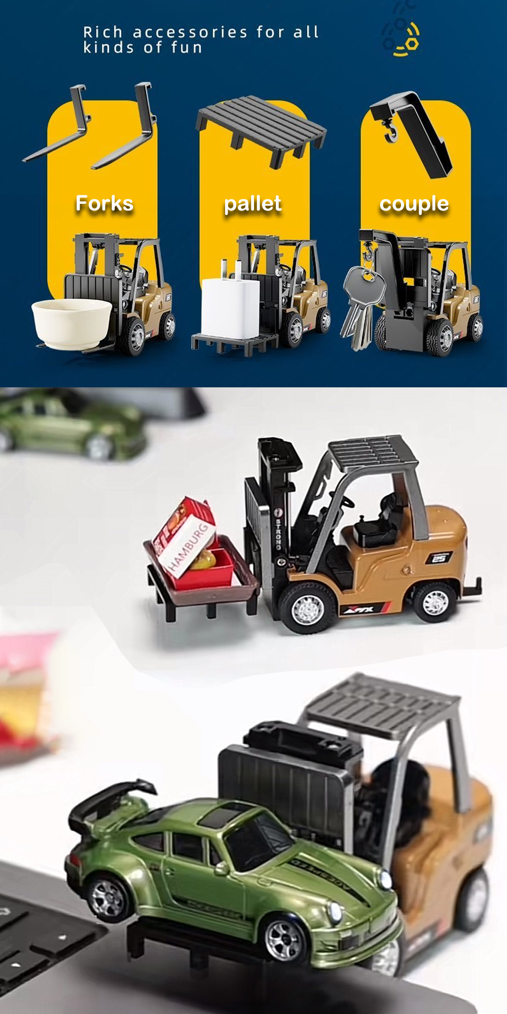 1:64 MINI Alloy RC Forklift Upgrade Cargo Hopper Complete Set 2.4GHz ...