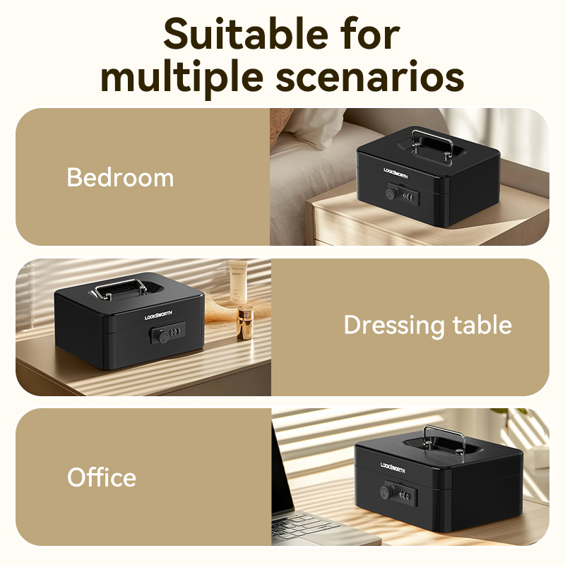 Deli Locksworth Cash Box Portable Safe Box Key Security Safe Box 3 ...