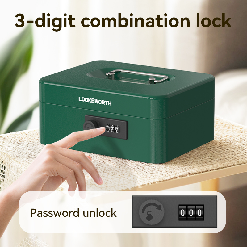 Deli Locksworth Cash Box Portable Safe Box Key Security Safe Box 3 ...