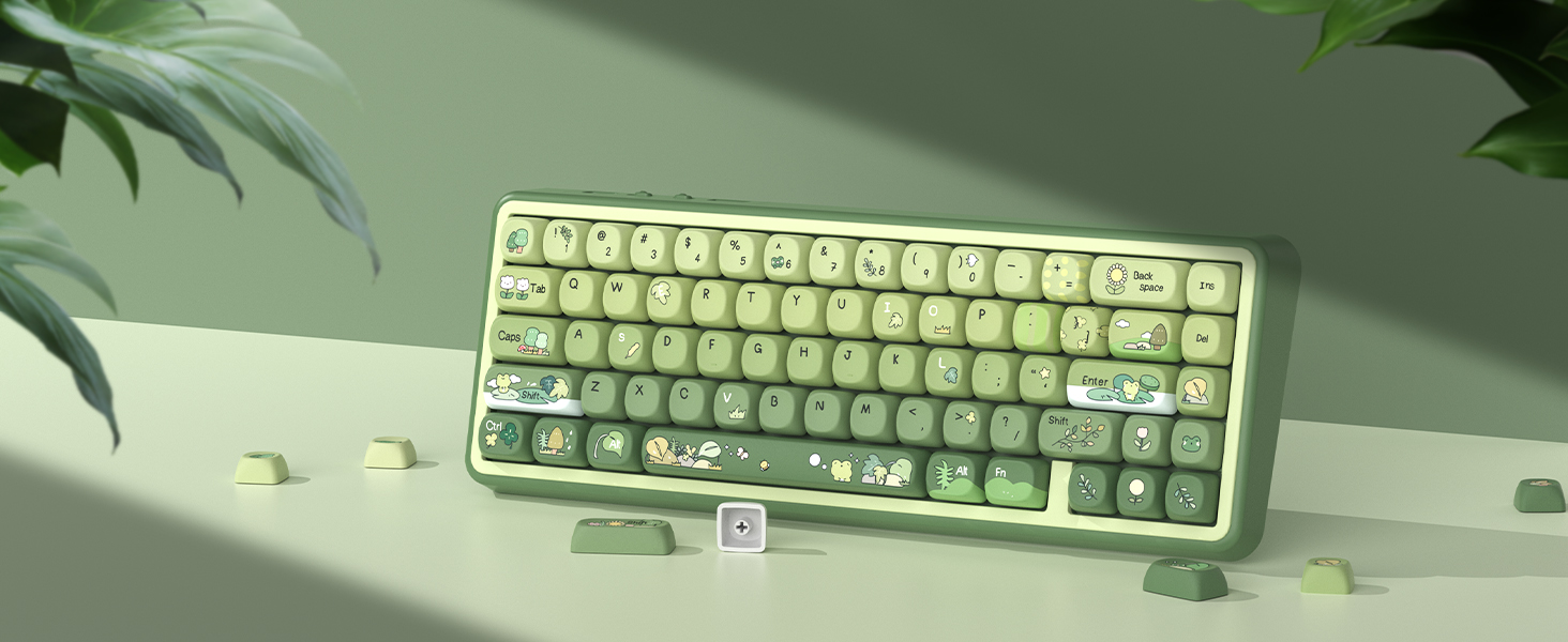 Womier PBT Keycaps MOA Keycaps Green Dye-Sublimation Custom Keyboard ...