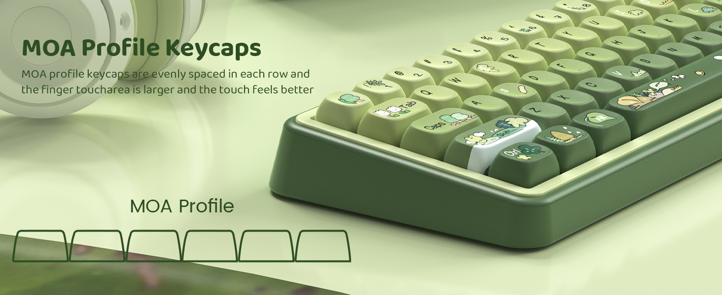 Womier PBT Keycaps MOA Keycaps Green Dye-Sublimation Custom Keyboard ...