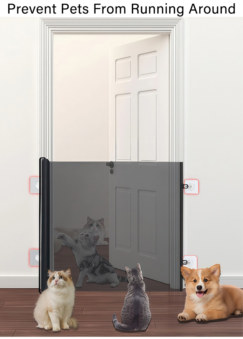 Short Dog Gate Automatic Retractable Pet Fence Expandable Dog Gate ...