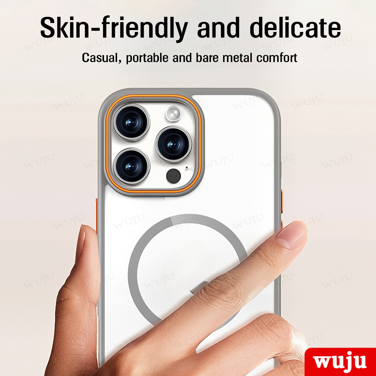 WUJU Luxury Magnetic Wireless Charging Transparent Phone Case Compatible For iPhone 16 15 14 13 ...