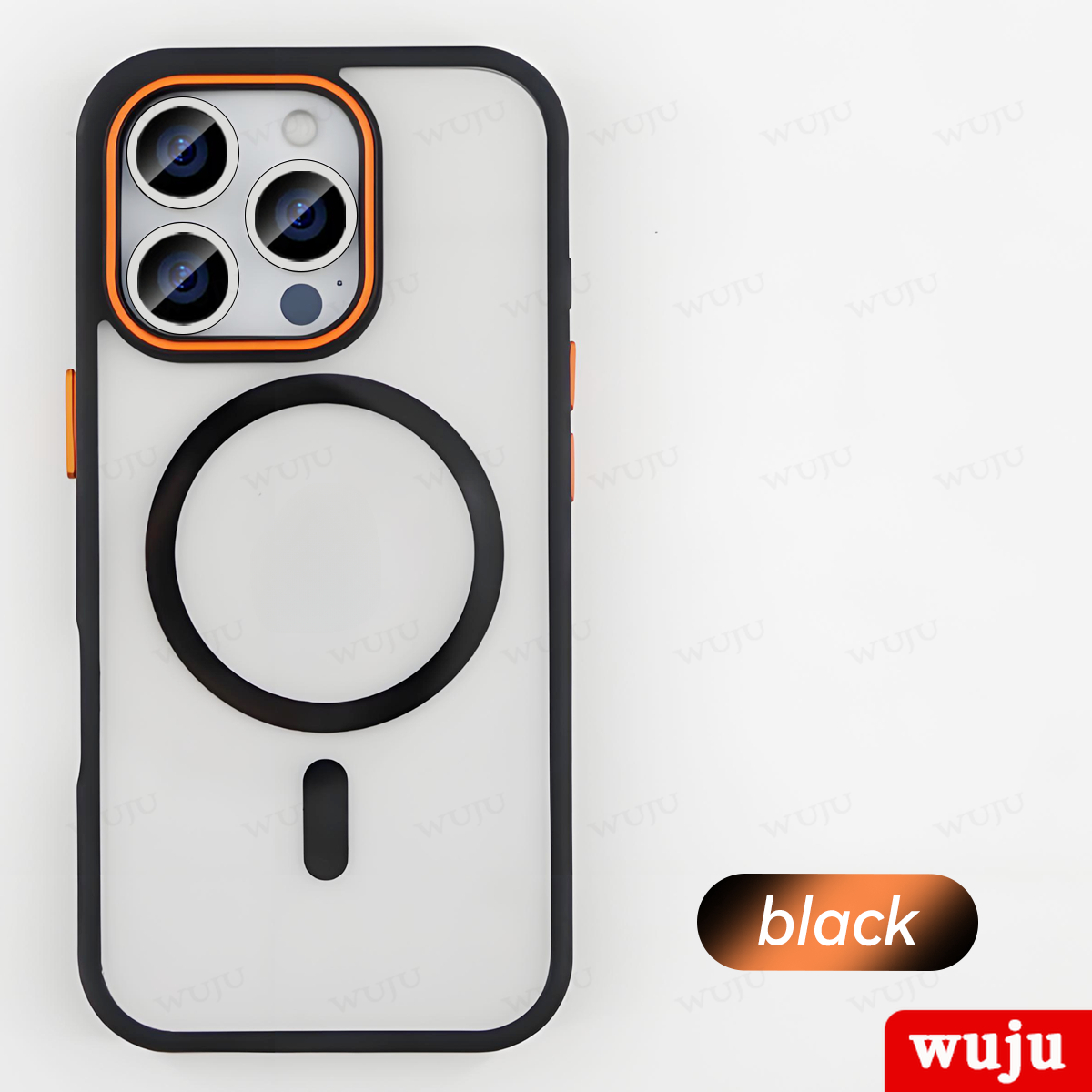 WUJU Luxury Magnetic Wireless Charging Transparent Phone Case Compatible For iPhone 16 15 14 13 ...