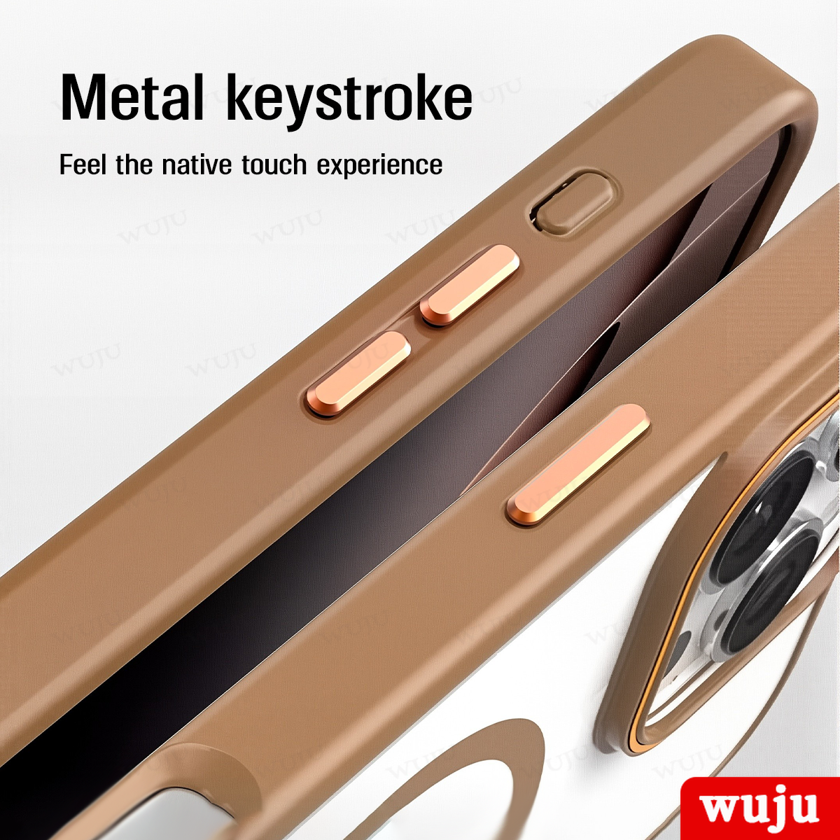 WUJU Luxury Magnetic Wireless Charging Transparent Phone Case Compatible For iPhone 16 15 14 13 ...