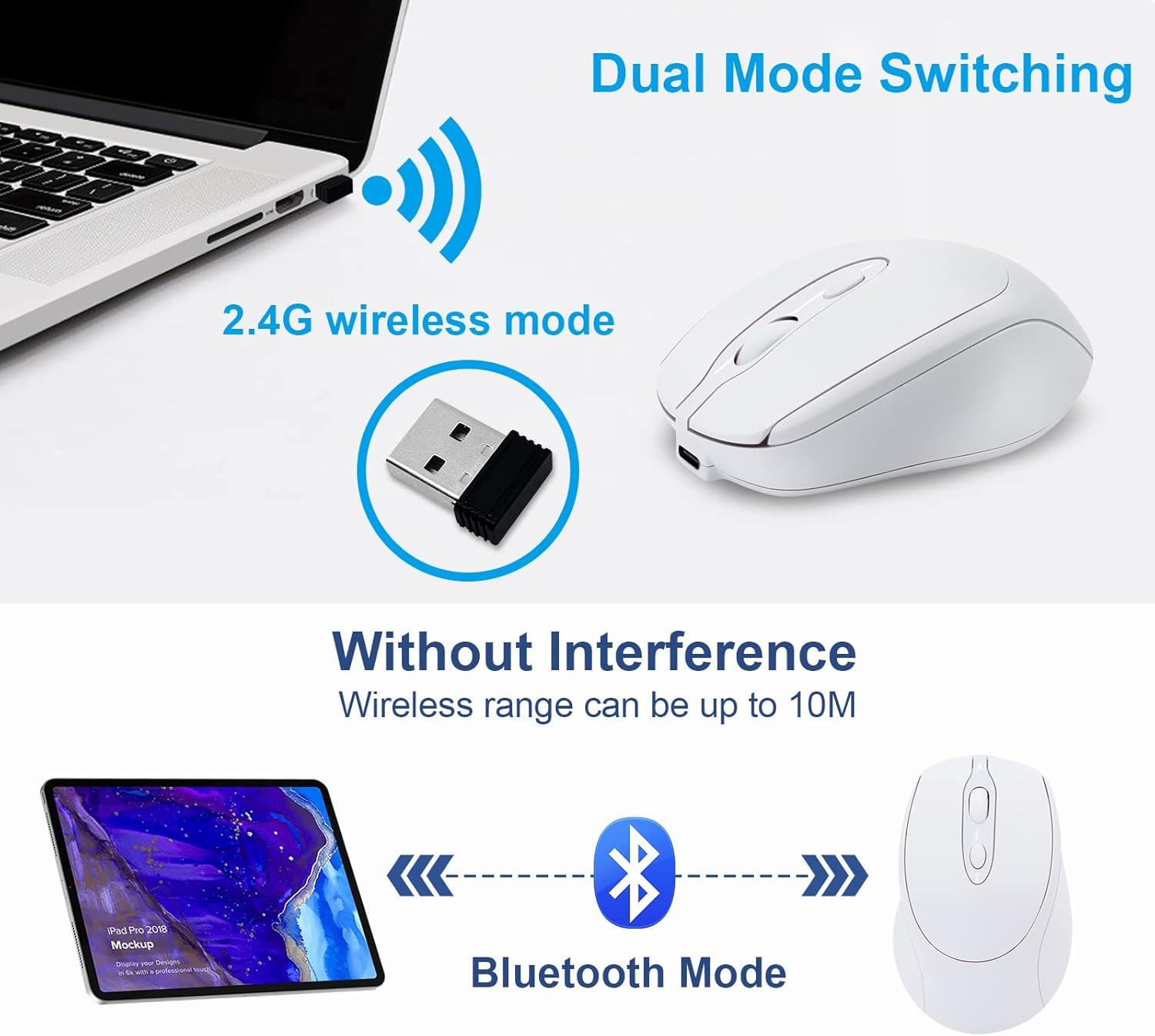 New Wireless Mouse Rechargeable Computer Game Office Dual Mode Mouse ...