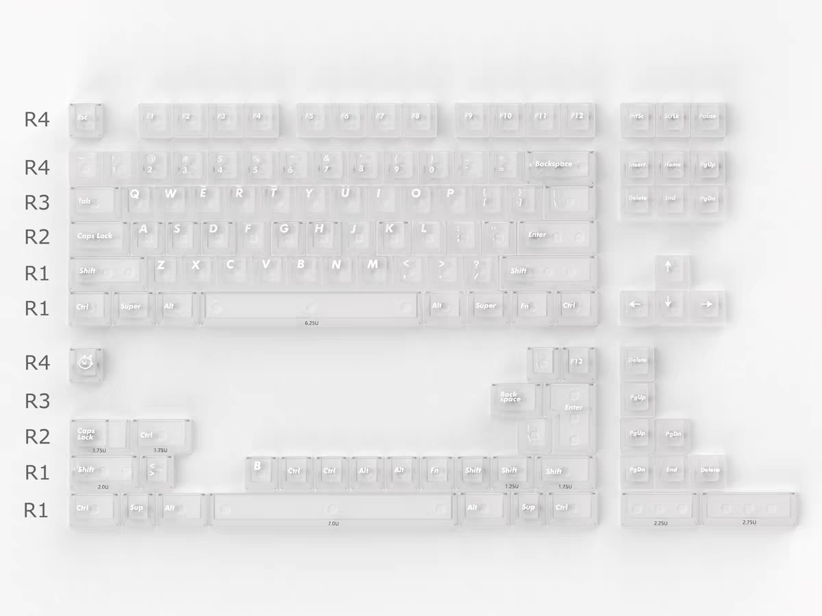 Aifei Foggy Transparent white Keycaps RGB matte 122 keys set for ...