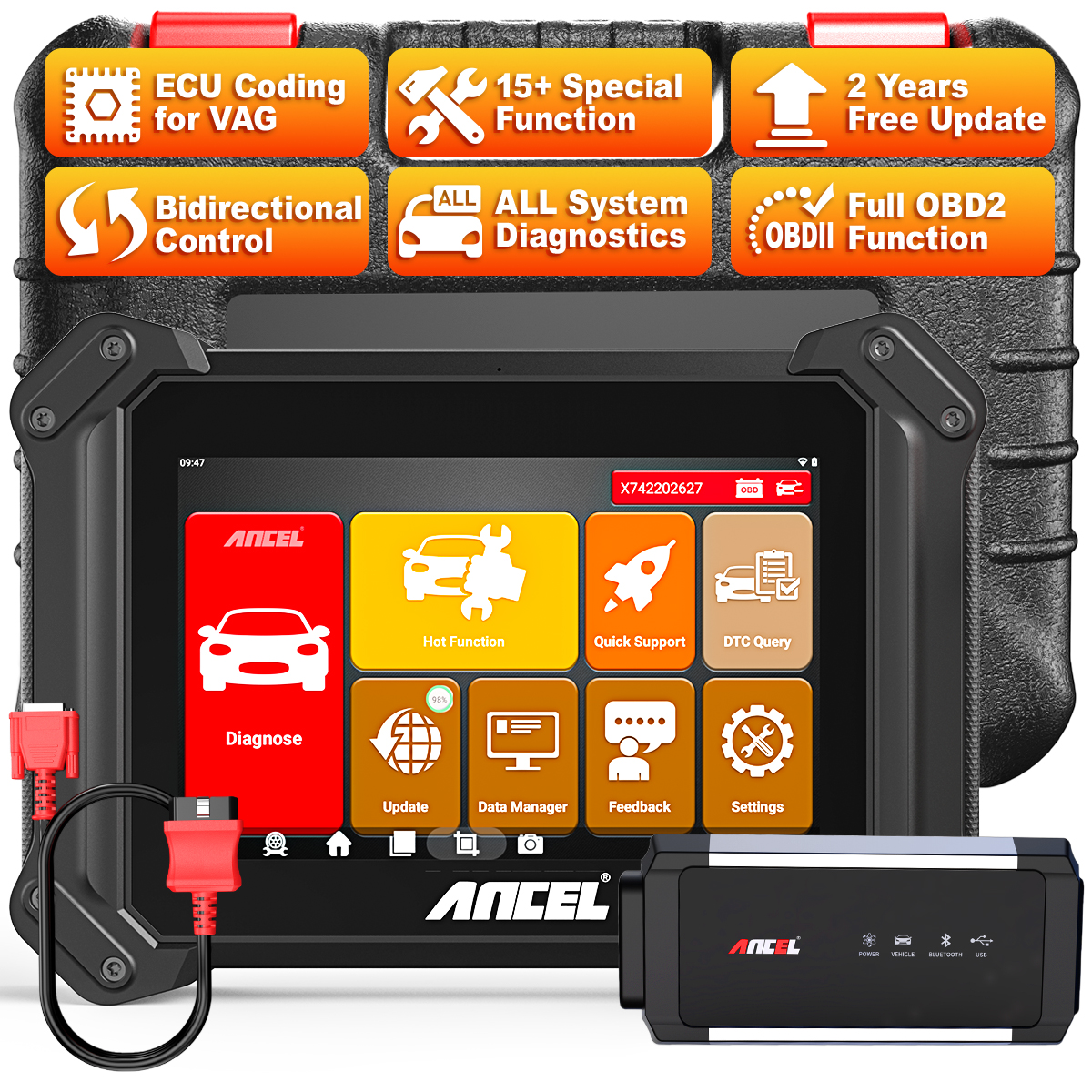 Ancel V6 Pro Automotive Bi-directional OBD2 Scanner Key Coding Full ...