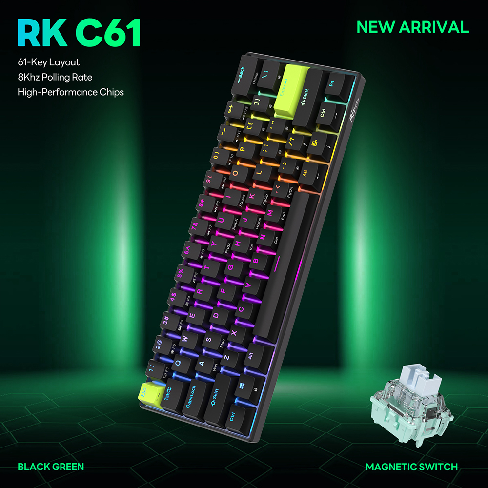 RK Royal Kludge RK C61 HE 8000Hz With Magnetic Switch Wired Mechanical ...