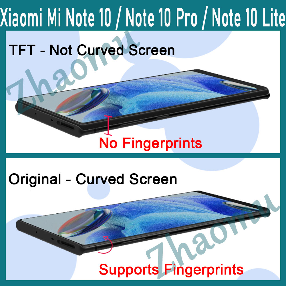 Original AMOLED Xiaomi Mi Note 10 Note 10 Pro Note 10 Lite LCD Display ...