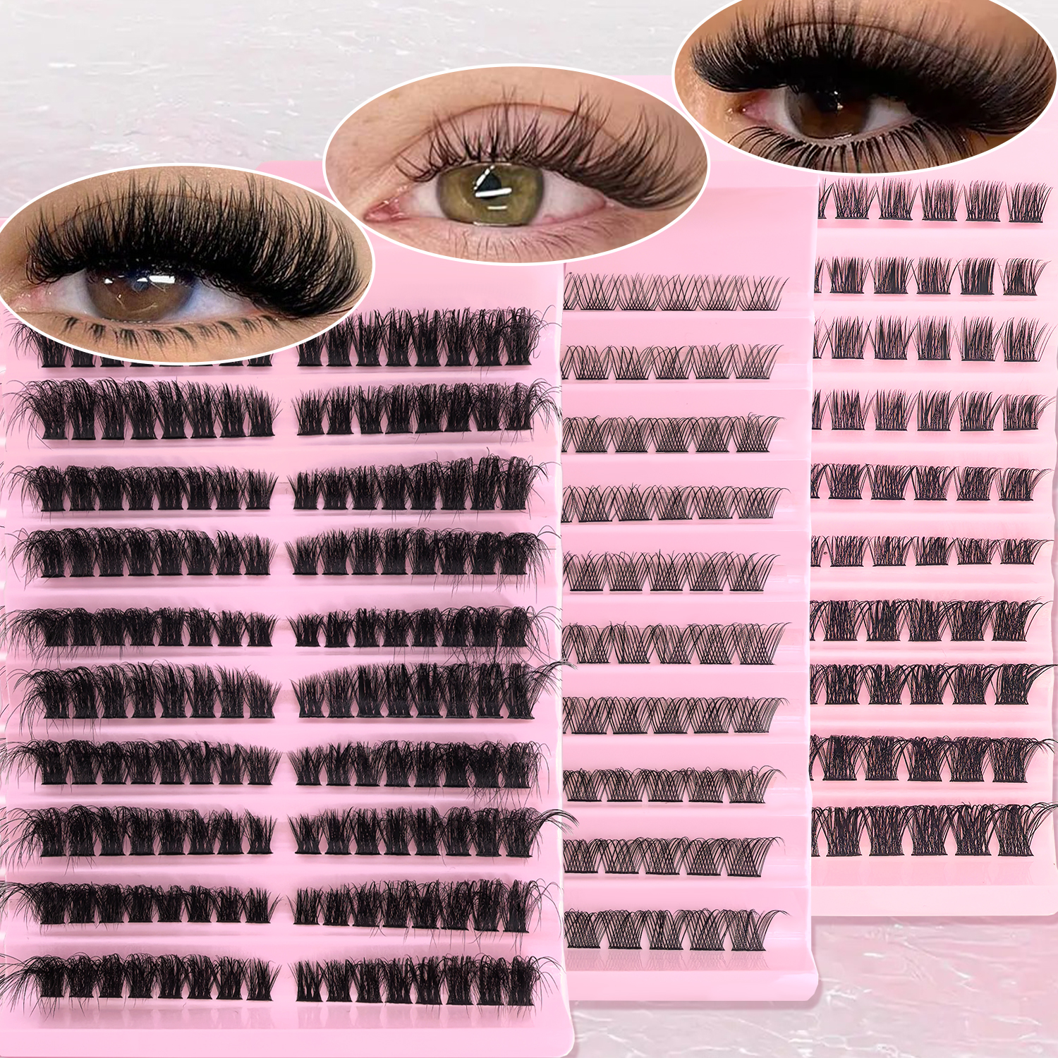 DIY False Eyelash Extensions 10 Rows Cat Eye Shape, Home Use Soft ...
