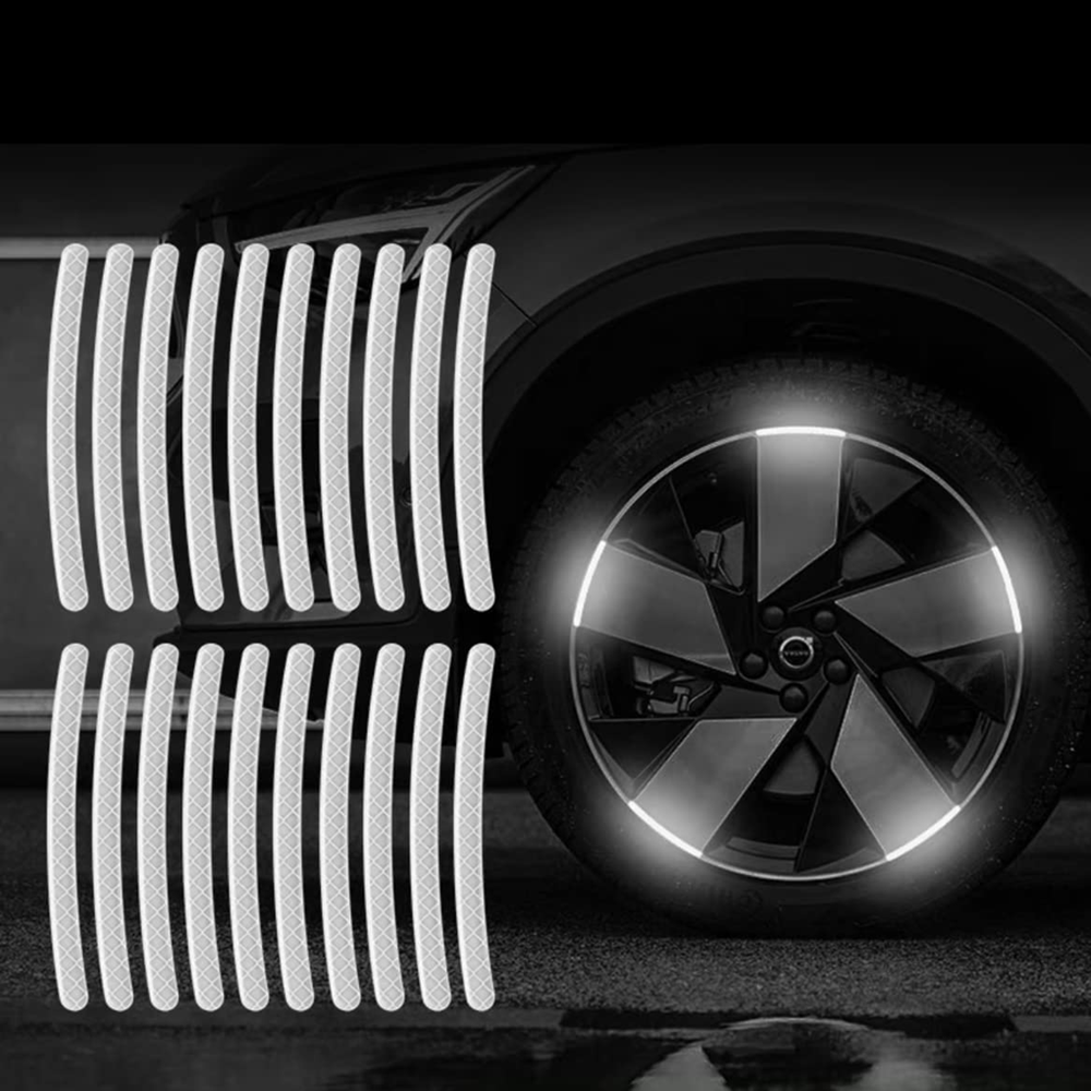 20PCS Reflective Car Wheel Decorative Stripe Stickers, Night Safety Warning Car Stickers, Anti ...
