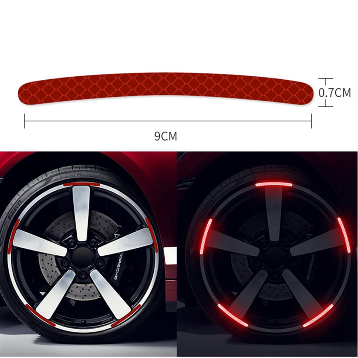 20PCS Reflective Car Wheel Decorative Stripe Stickers, Night Safety ...