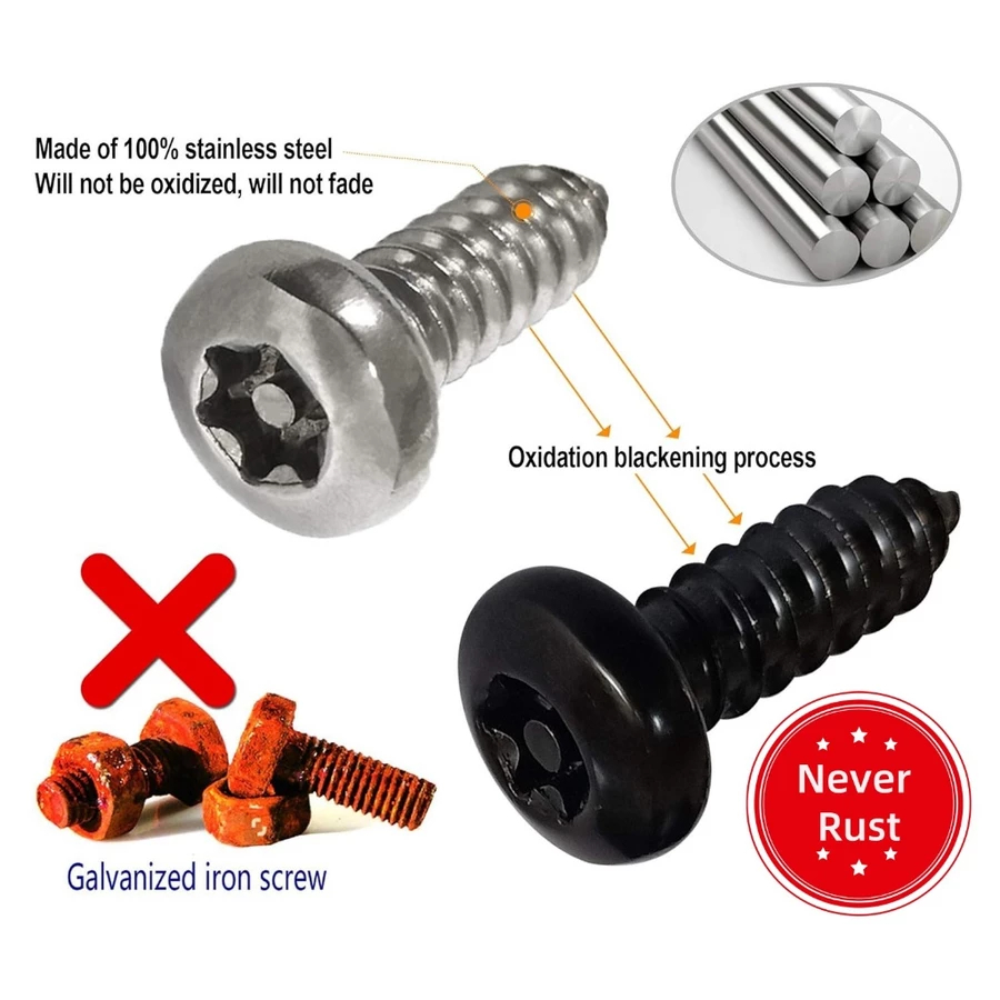 Anti Theft License Plate Screws Bolts Fasteners Kit for Car Plate Frame ...