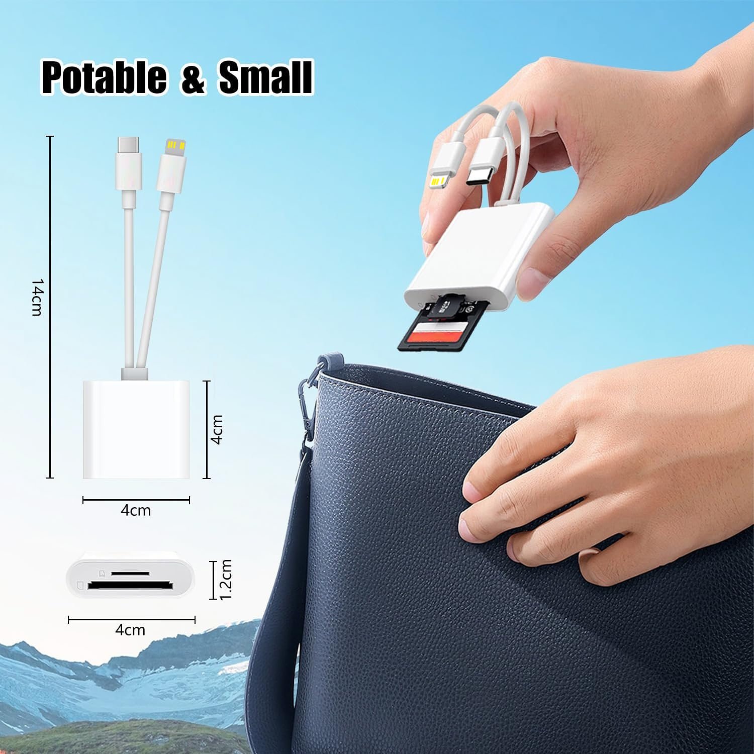 Type C SD TF Card Reader for iPhone iPad Android Camera with Dual Slot ...