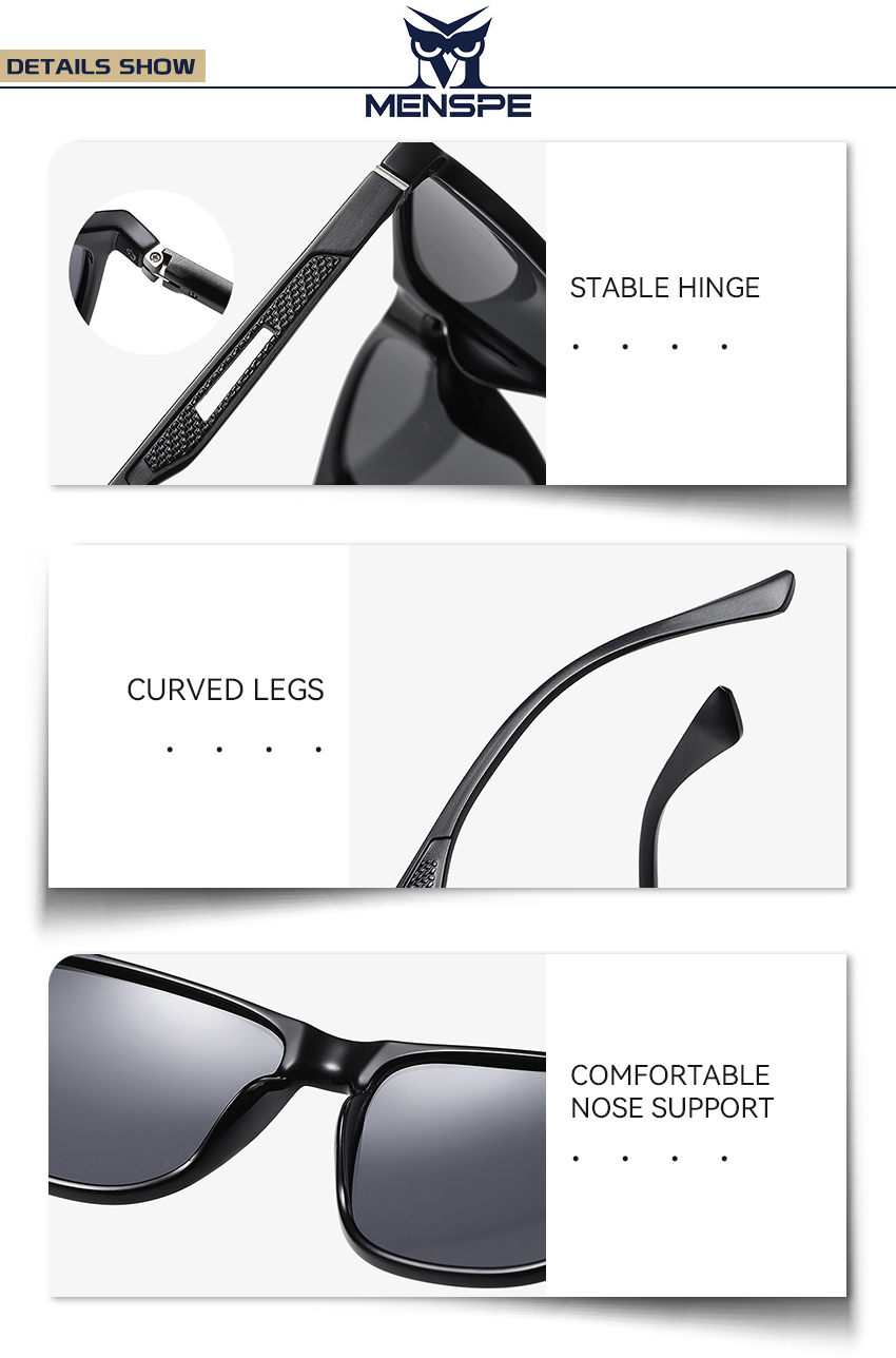 MENSPE Men TR90 Classical Fashion Glasses Polarized UV400 TAC Lens Sunglasses Outdoor Activities ...