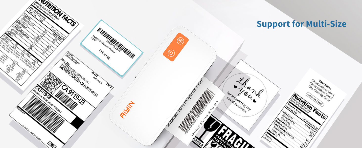 AiYin E40/AE241 Waybill Printer A6 Bluetooth USB Thermal Label Printer,Barcode Shipping Label ...