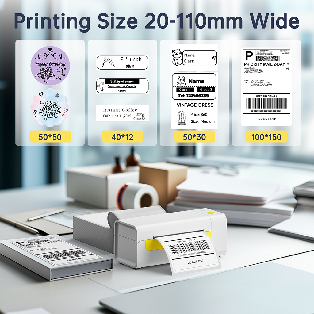Y486 A6 Waybill Printer Bluetooth USB 110mm Thermal Sticker Shipping Label Receipt Print ...