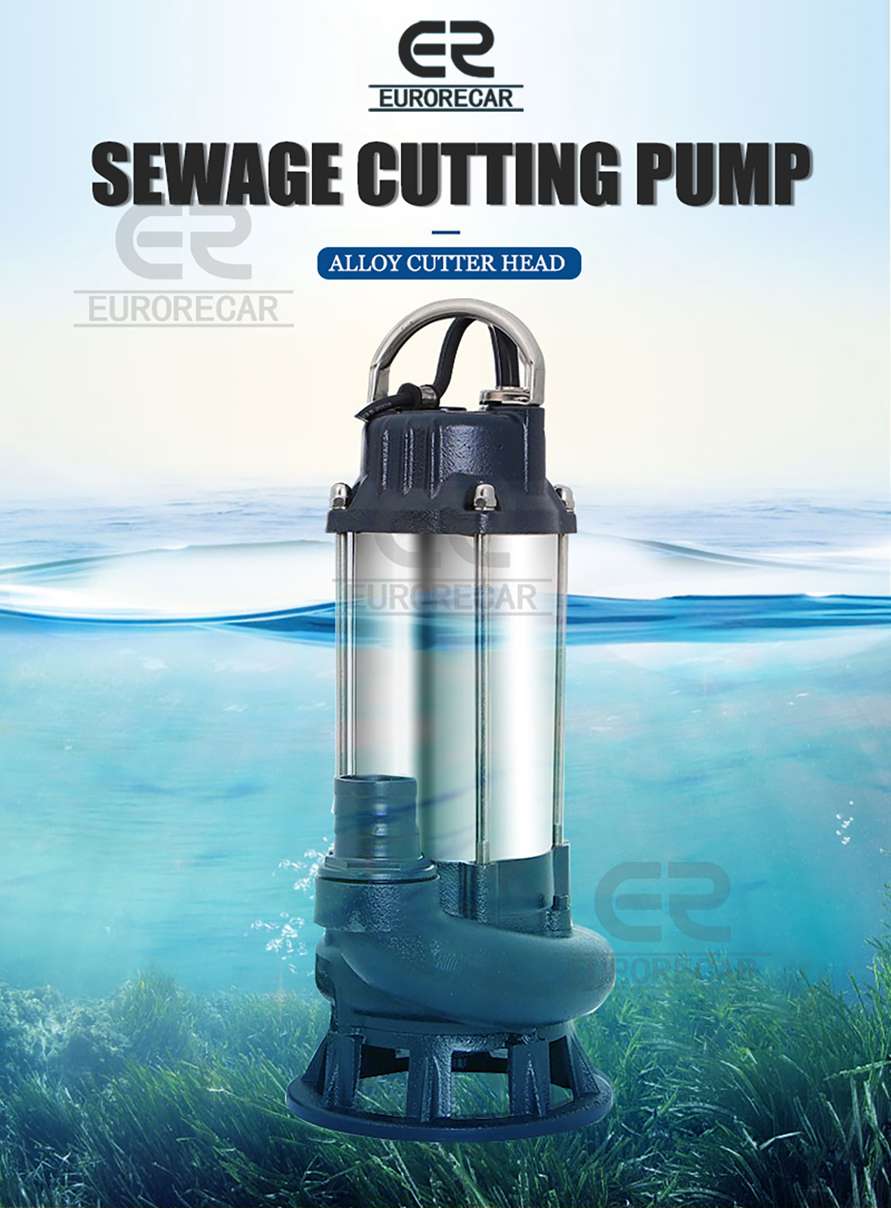 220V Stainless Steel Cutting Sewage Submersible Water Pump Large Flow ...
