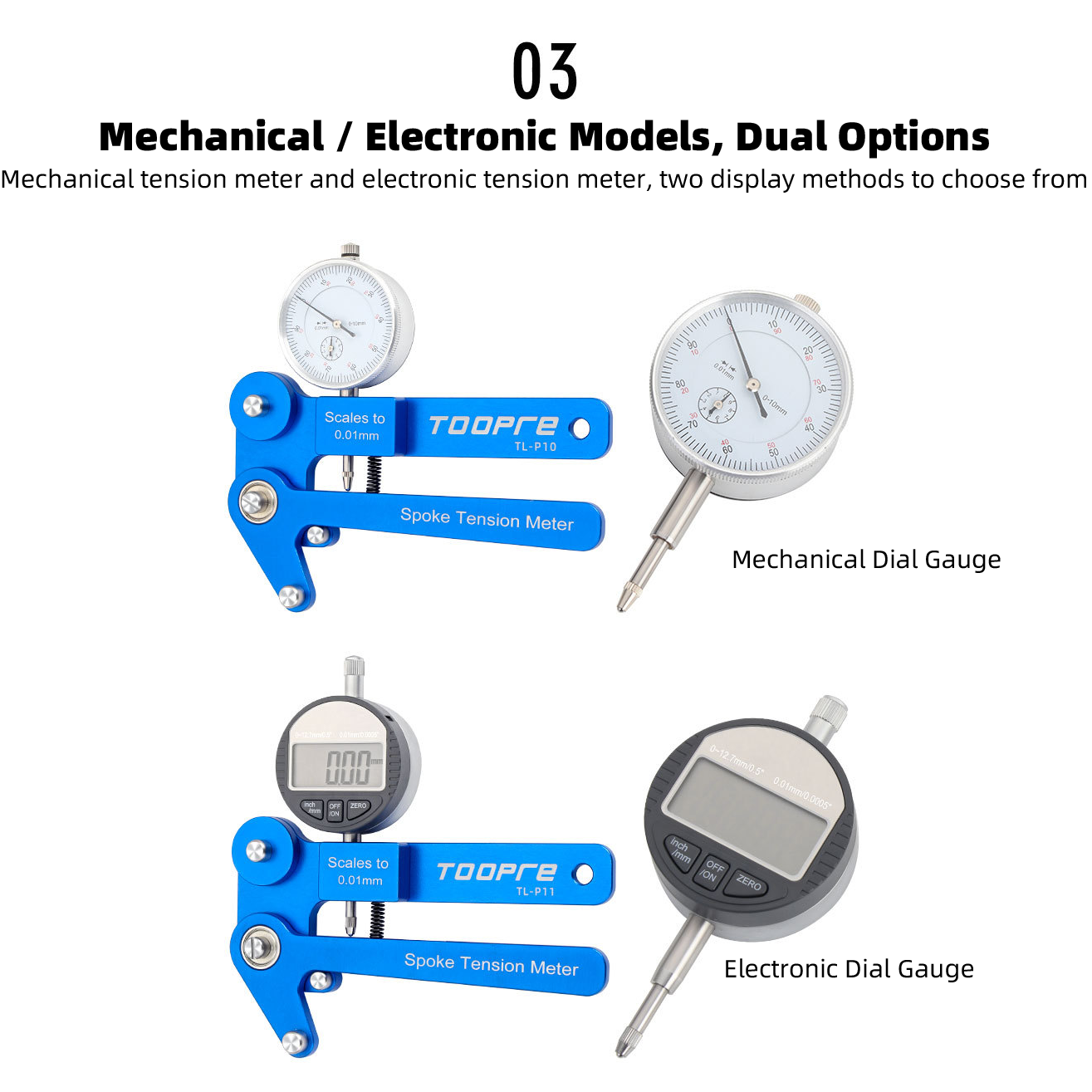 TOOPRE Bicycle Spoke Tension Gauge Digital Display Rim Correction Tool ...