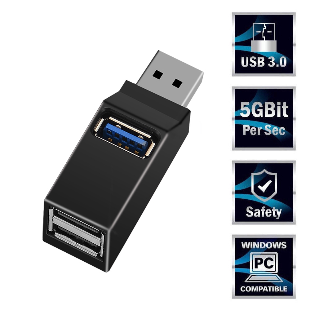USB3.0 Hub Mini 3 Port Adapter High Speed 5Gbps Portable Splitter for ...