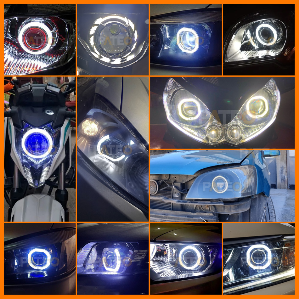 Black Projector Shrouds LED Angel Eyes DRL For Hella G5/Koito Q5 Bi ...