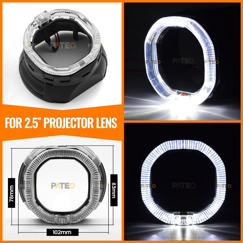 Black Projector Shrouds LED Angel Eyes DRL For Hella G5/Koito Q5 Bi ...