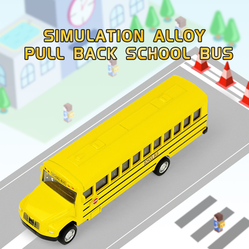 Pull Back School Bus Toy - Alloy Diecast Simulation Vehicle Model ...