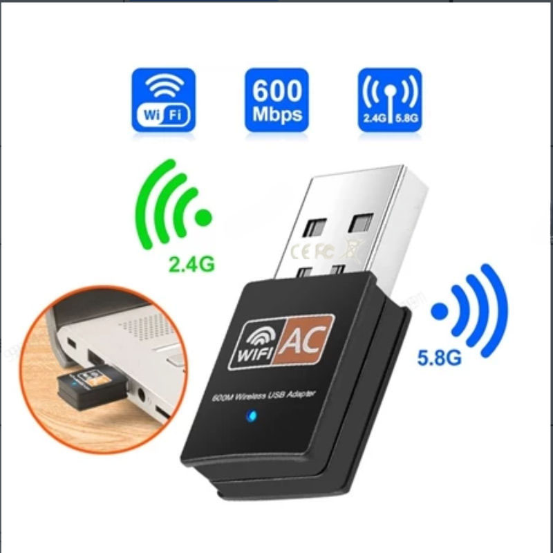 Wireless USB Adapter with Dual Band 600Mbps, 2.4G 5G Bluetooth WIFI for ...