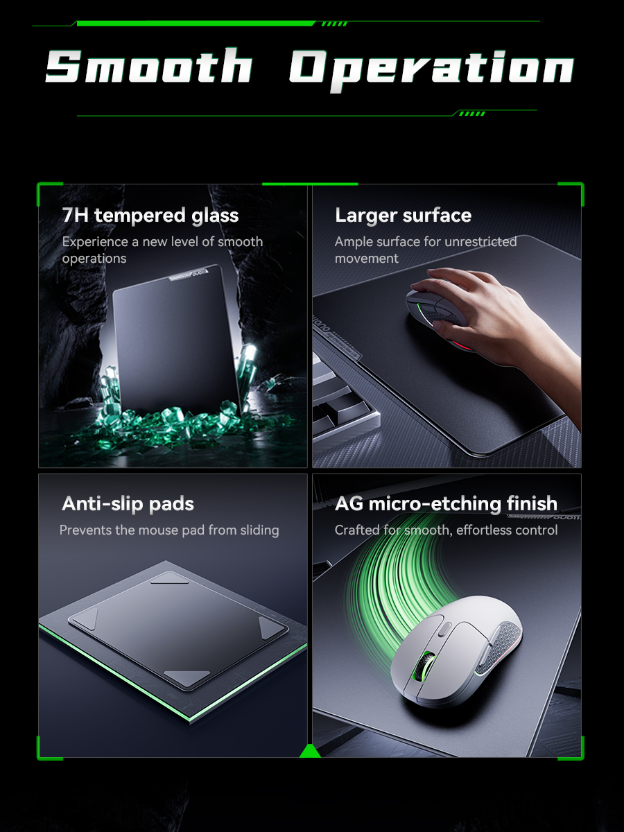 LLANO Tempered Glass Gaming Mouse Pad Game FPS High Speed Smooth CSGO ...