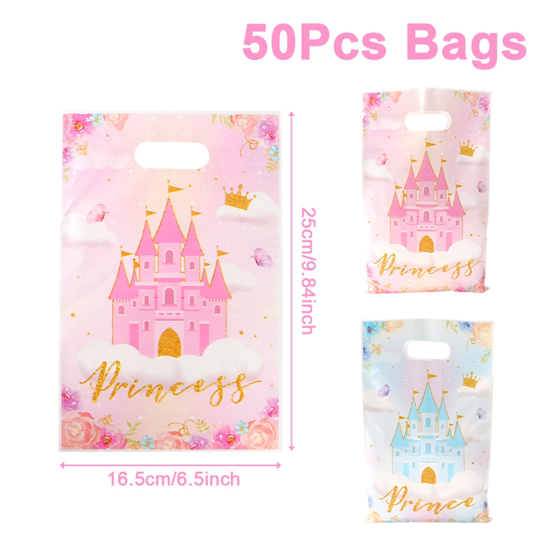 50/25/10pcs Prince/Princess Castle Candy Bag Pink Loot Bags Birthday ...